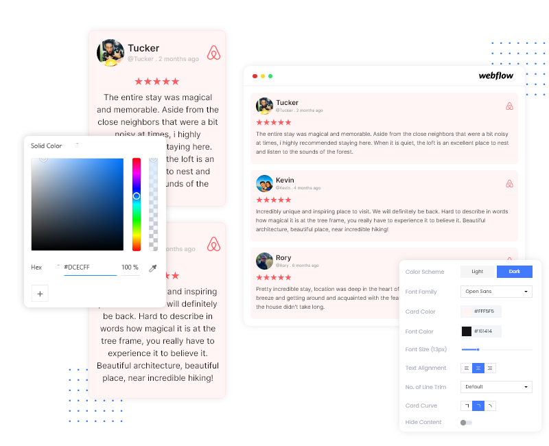 Add Airbnb Reviews Widget For Webflow Website For Free in 1 Min